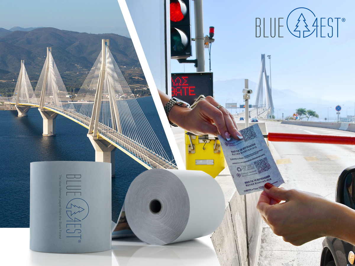 Rio-Antirrio Bridge toll receipts are now blue - Koehler Paper